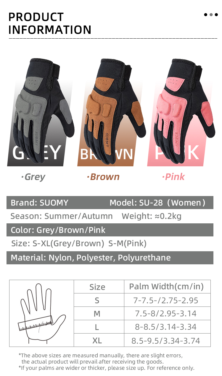 SUOMY Women's Cycling Gloves Autumn Windproof Add Velvet Full Finger ...