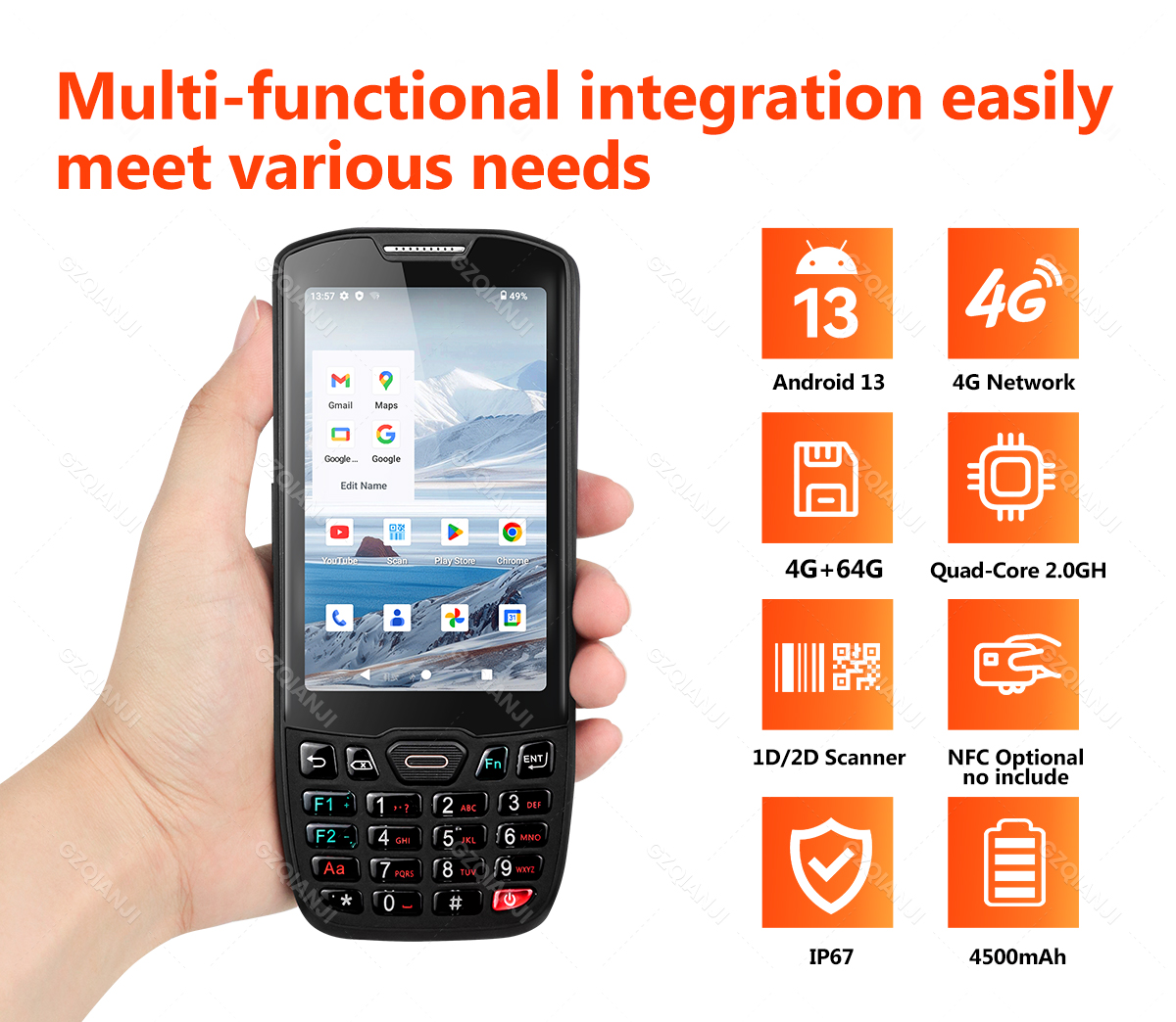 PDA Terminal Android 13 Qualcomm Processor 4G Network Memory 4+64GB ...