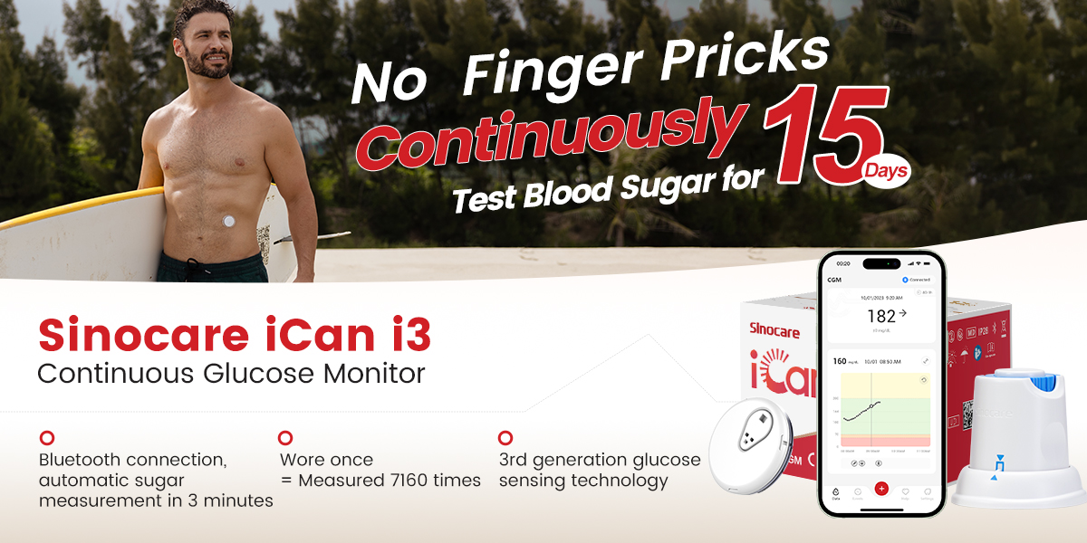 2Pcs Sinocare iCan i3 Continuous Glucose Monitoring (CGM) System ...
