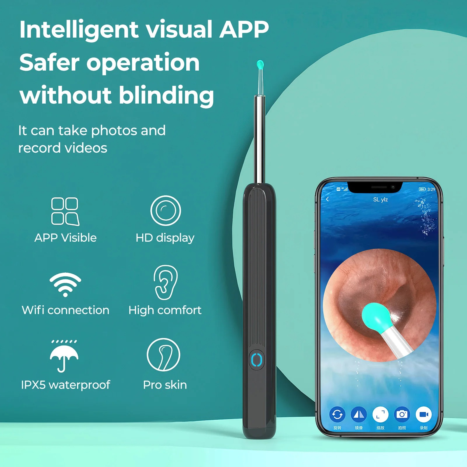 Wireless Smart Visual Ear Cleaner 1080P Ear Stick Otoscope NE3 Ear Wax ...