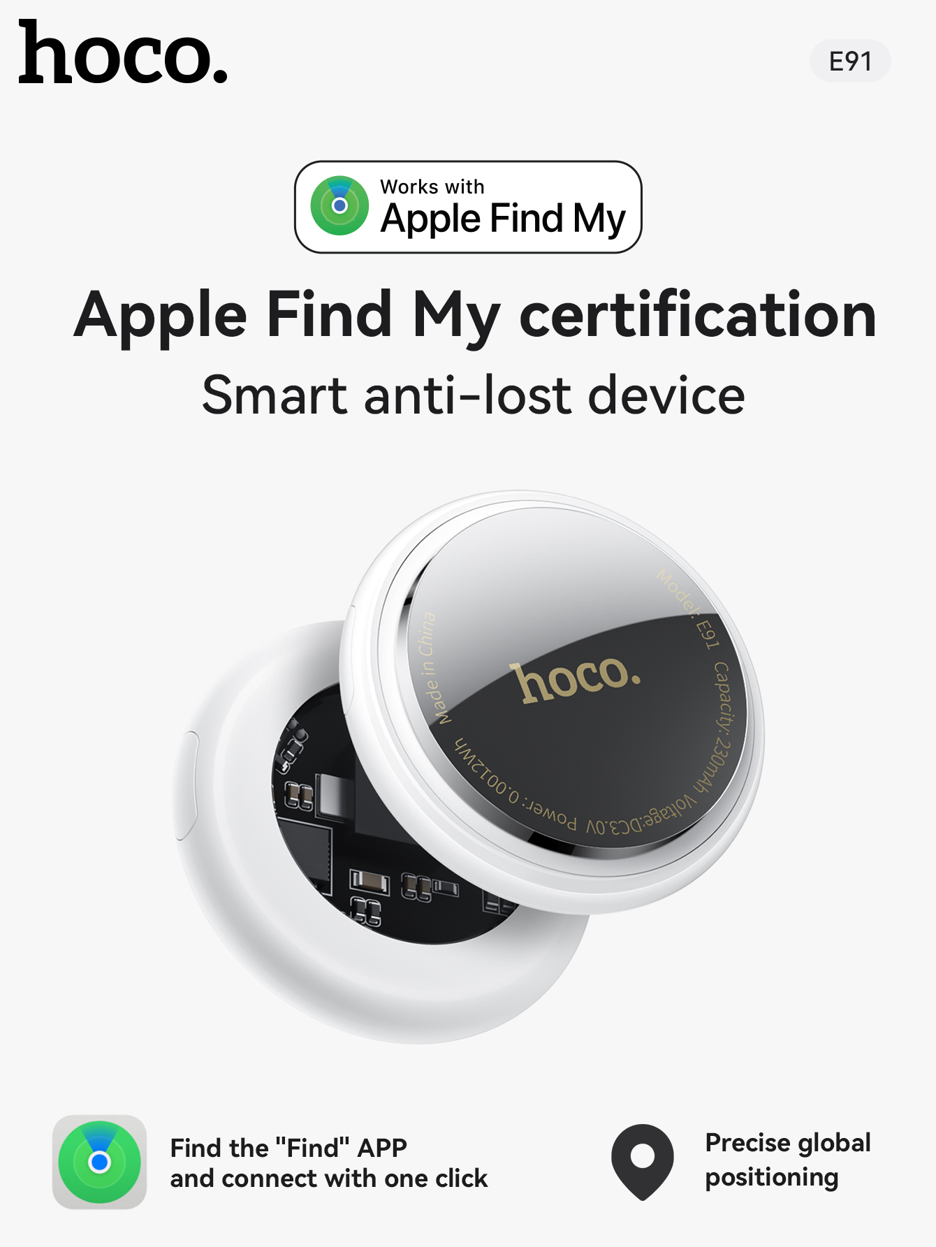 [in stock] HOCO 100% original E91 Wireless Intelligent Positioning Anti-lost Device Support Find ...