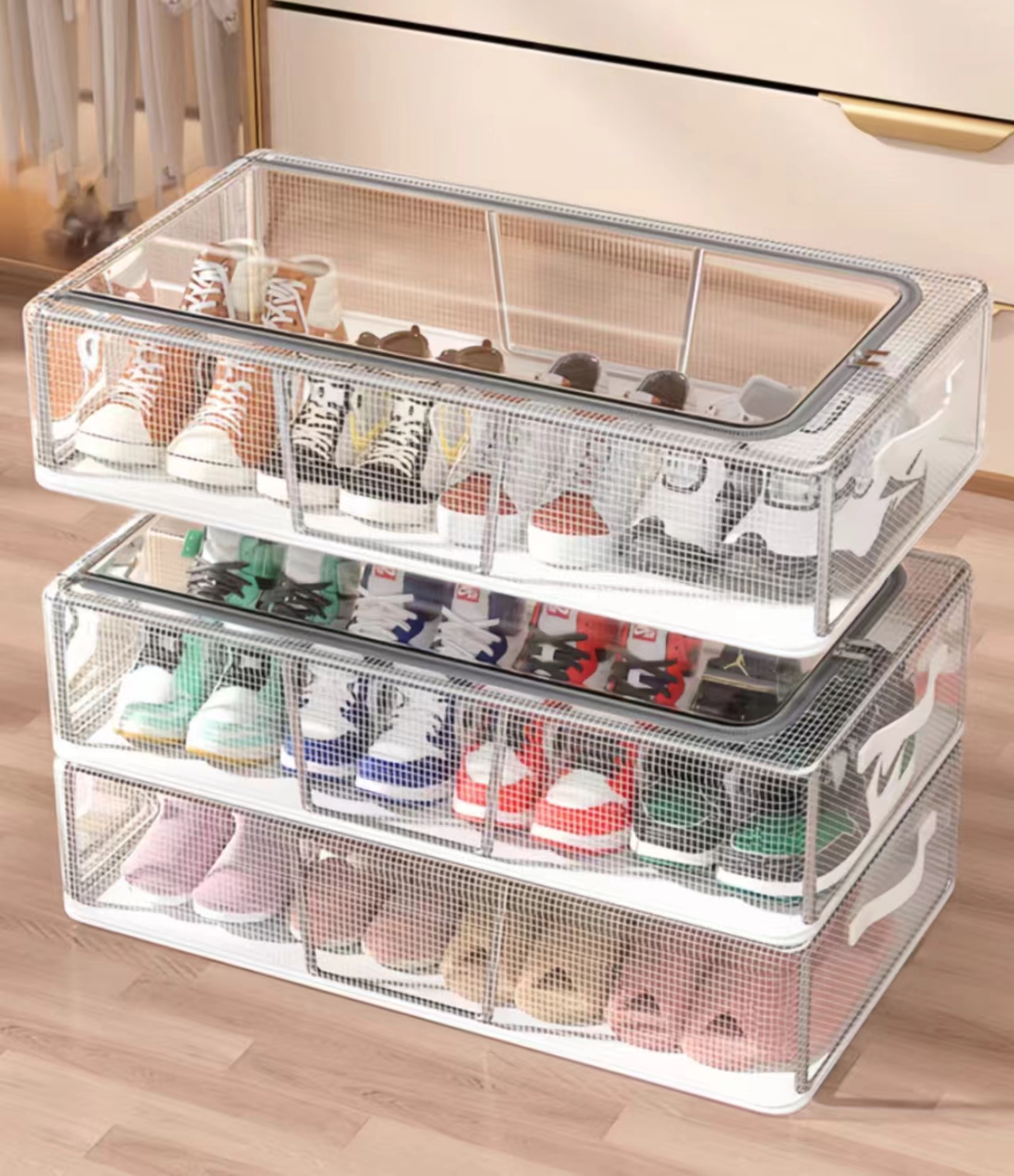 BUY 1 TAKE 1 Shoe Box Foldable Shoe Storage Stackable Organizer Box ...