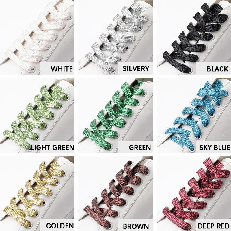 1 Pair Glitter Shiny Metallic Sparkling Shimmery Flat Sneakers Shoelace ...