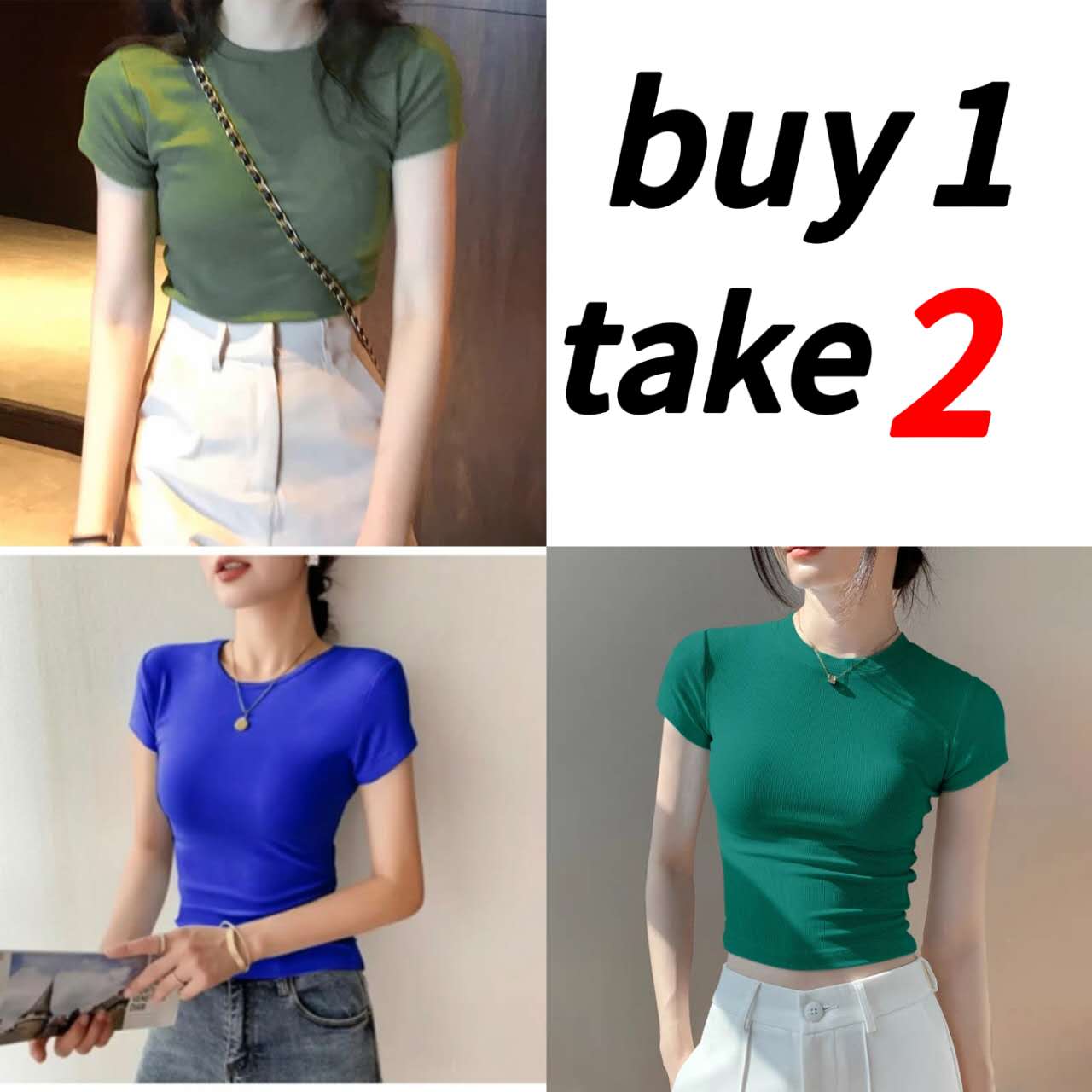 double lining top buy 1 take 3 (total of 3) tops for womens korea sexy ...