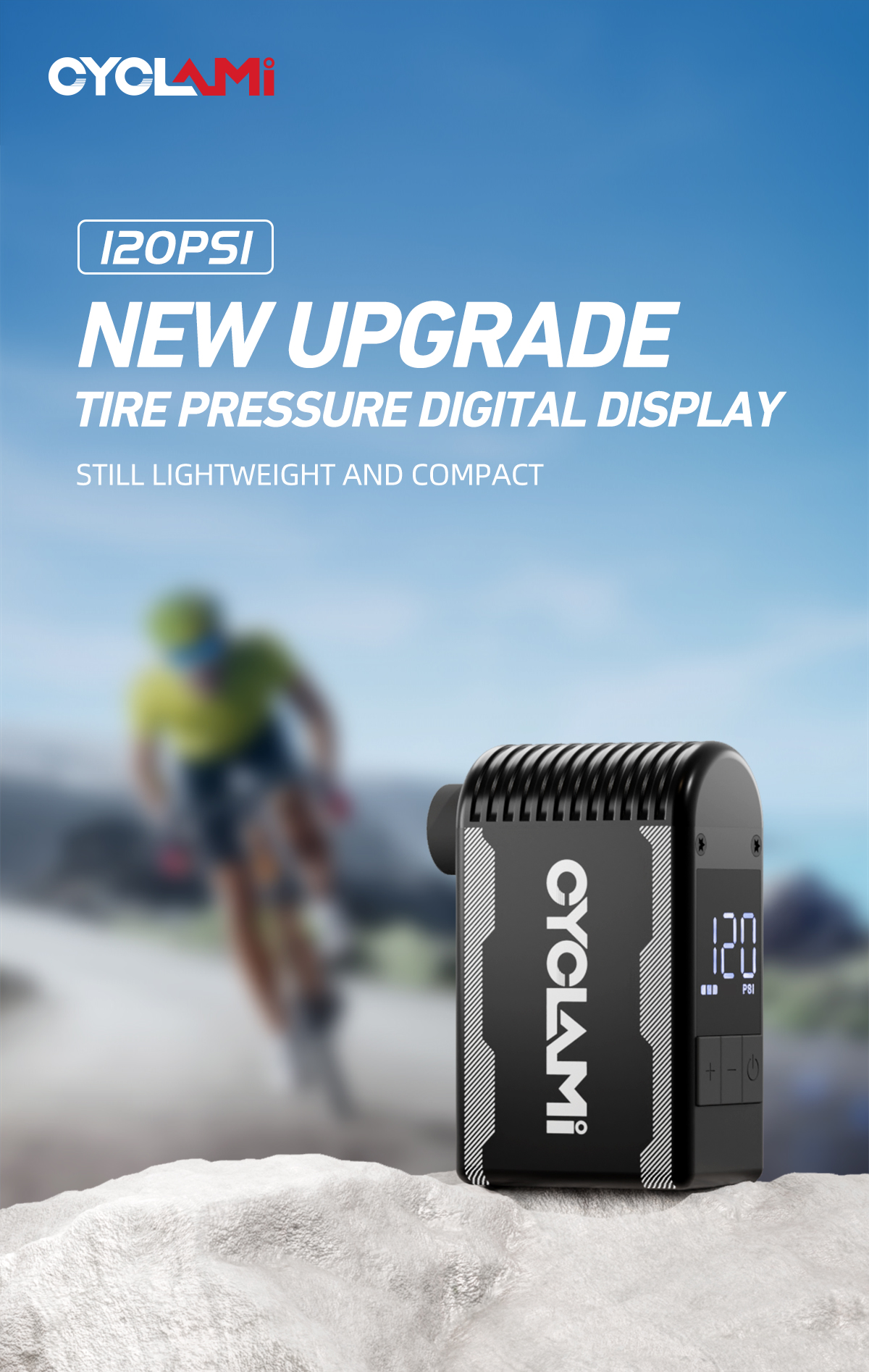 CYCLAMI Mini Portable Bicycle Pump Rechargeable Air Inflator 120PSI MTB ...