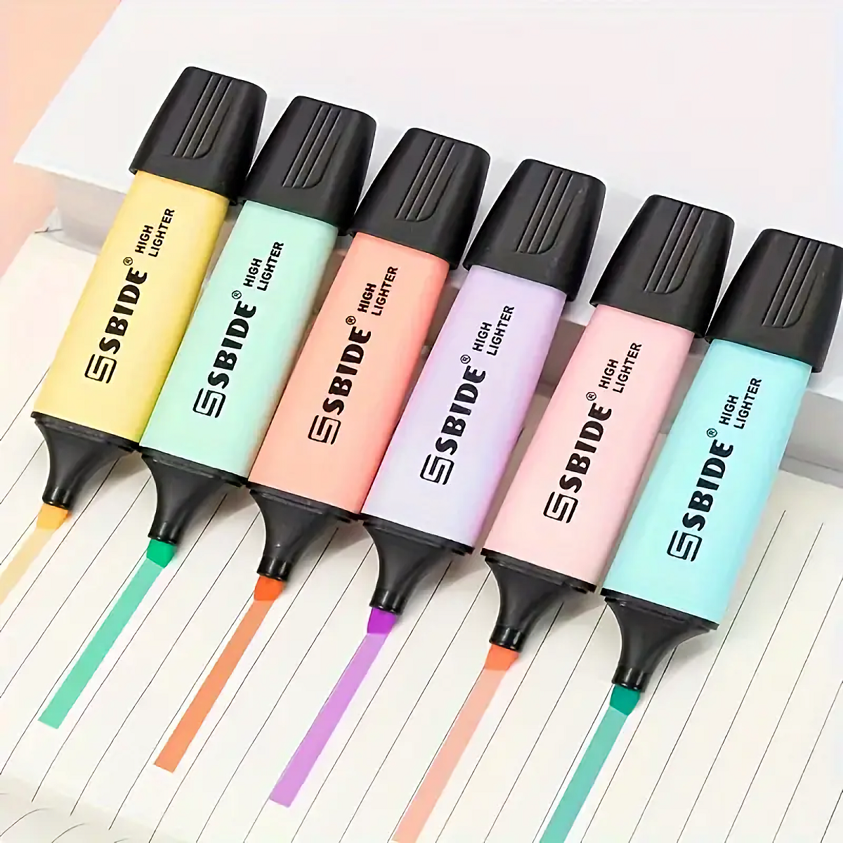 Fluorescent Marker Pens 6 Colors – Cute Stationery for Kids School ...