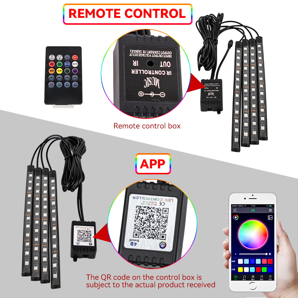Neon LED Car Interior Ambient Foot Strip Light Kit Accessories ...