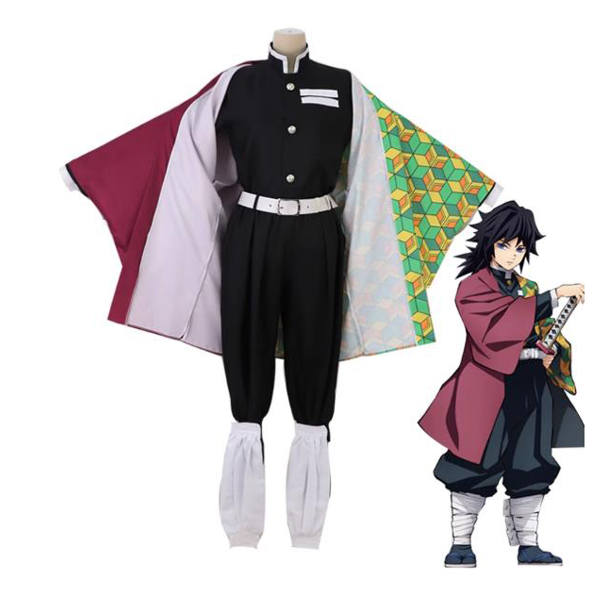 Anime Kimetsu No Yaiba Tomioka Giyuu Cosplay Costume Accessories Suit ...