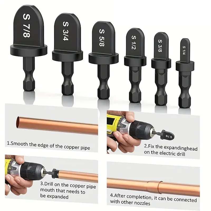 6PCS Triangle/Hexagonal Shank Copper Tube Expander, Hole Expander ...