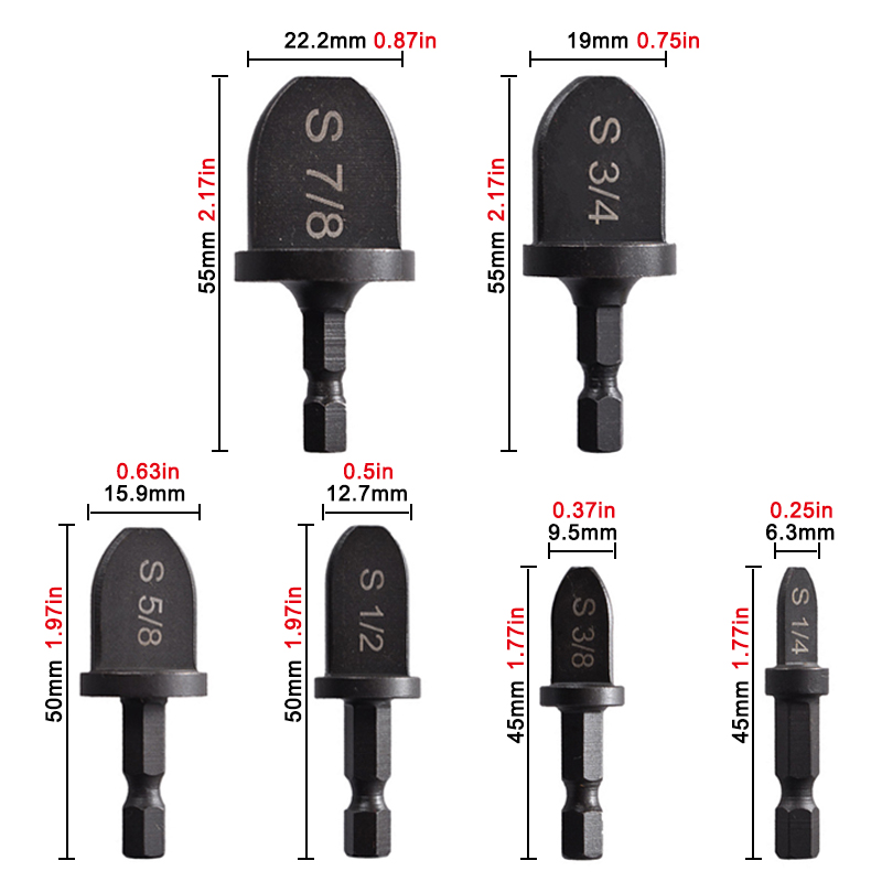 6PCS Triangle/Hexagonal Shank Copper Tube Expander, Hole Expander ...