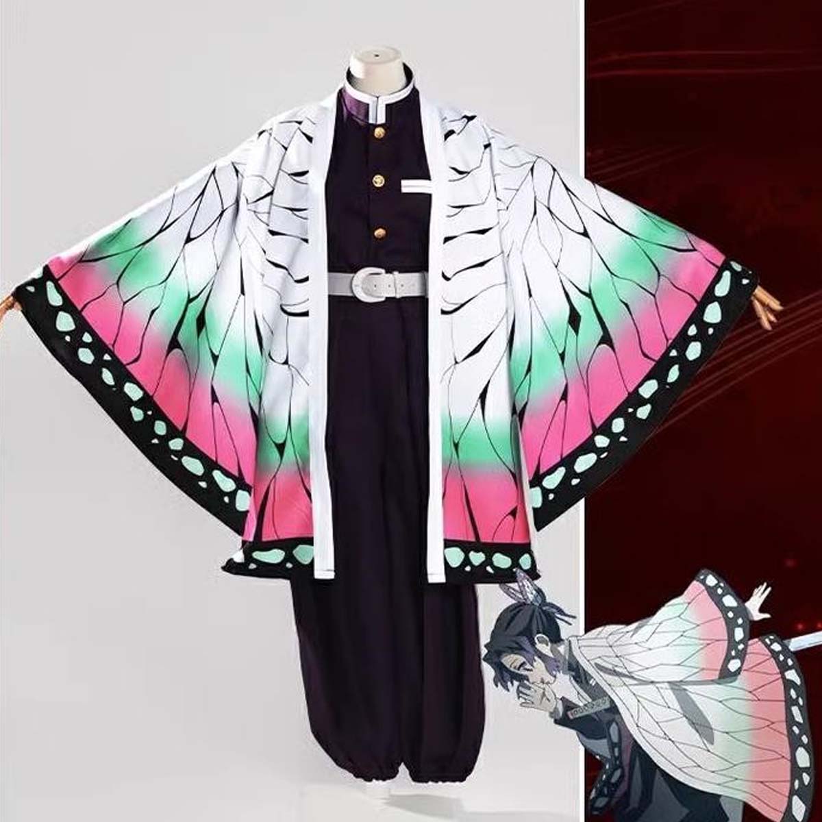 Anime Demon Slayer Cosplay Costume Kochou Shinobu Wig Kimono Uniform ...