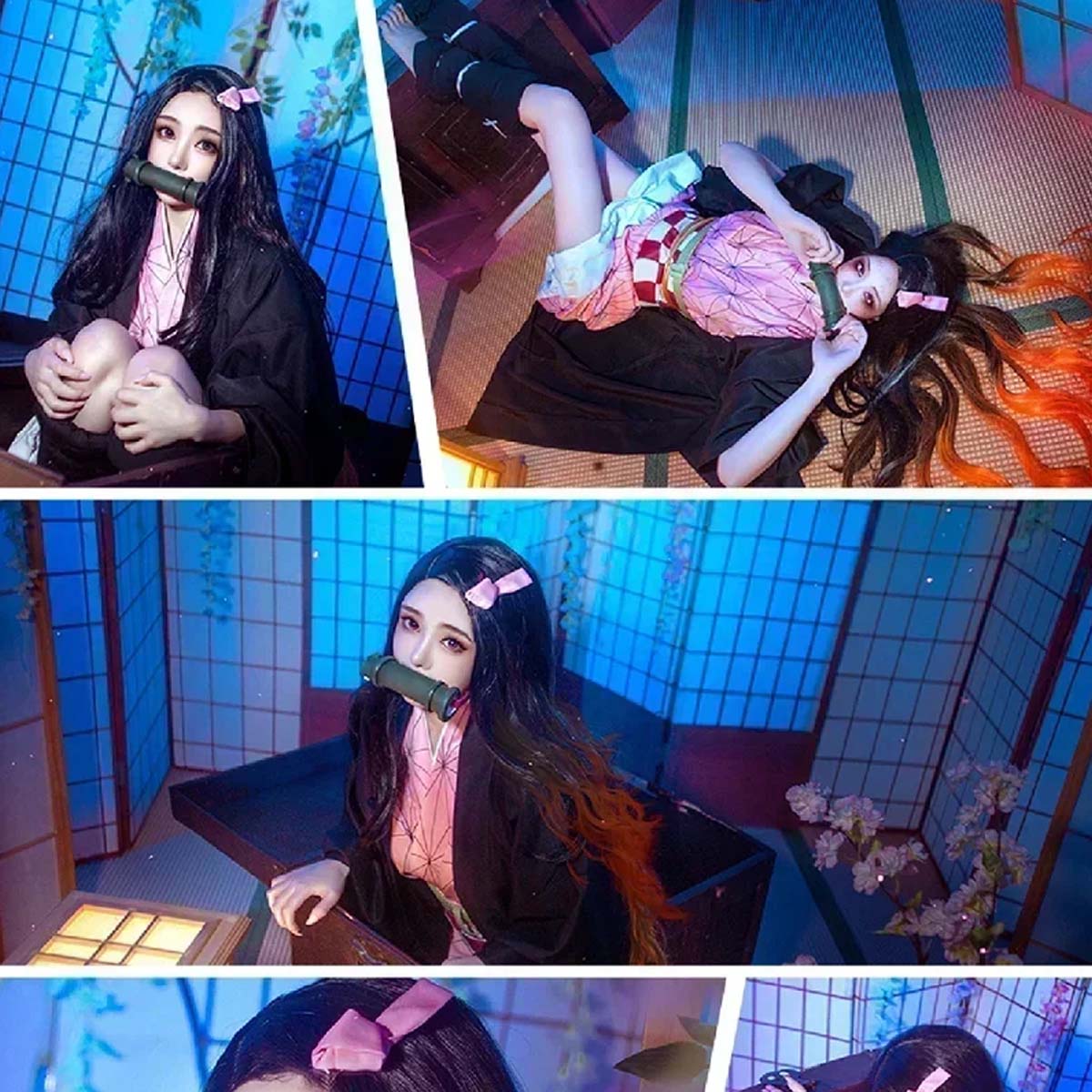 Anime Demon Slayer Nezuko Cosplay Costume Kimono Kimetsu No Yaiba ...