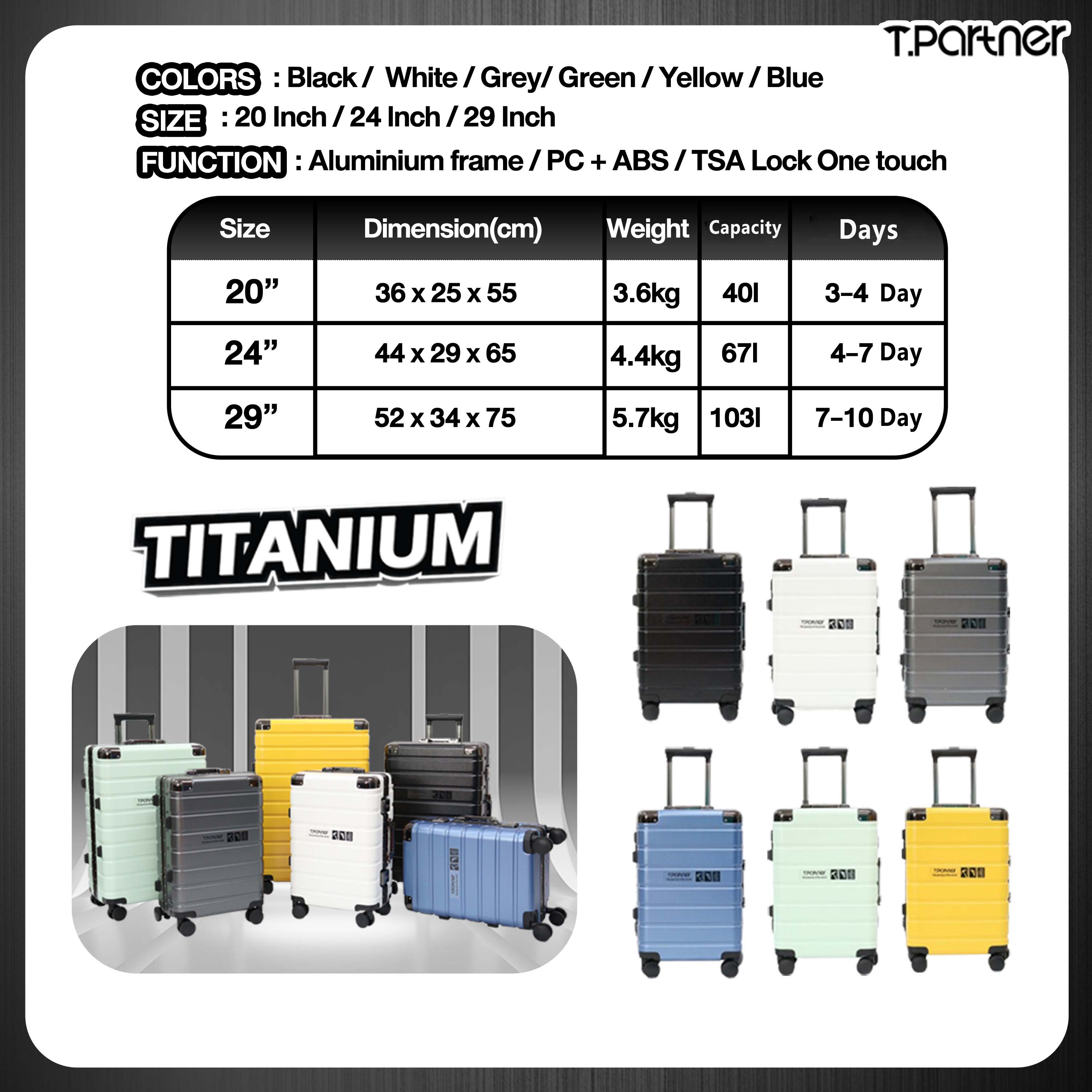 [Durable] TITANIUM SERIES Travel Suitcase TSA Lock Aluminum Structure ...