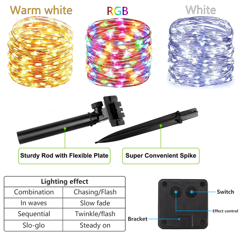 102M/42M/32M 400/300leds Solar Lights Outdoor Waterproof with 8Modes ...