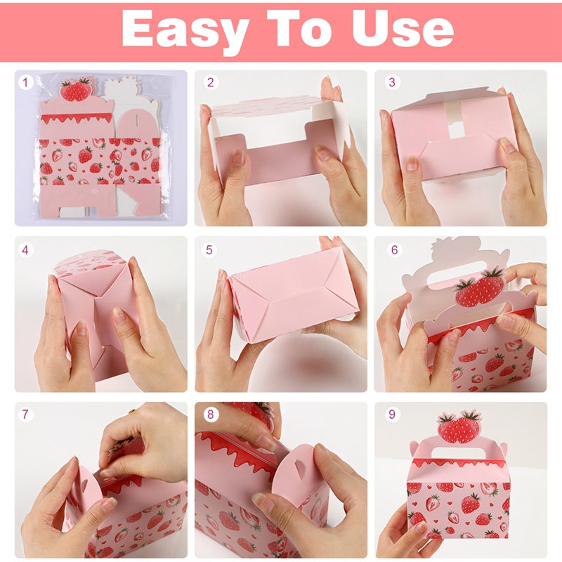 4pcs/set Sweet Strawberry Candy Box Paper Strawberry Boxes Handbox Gift ...