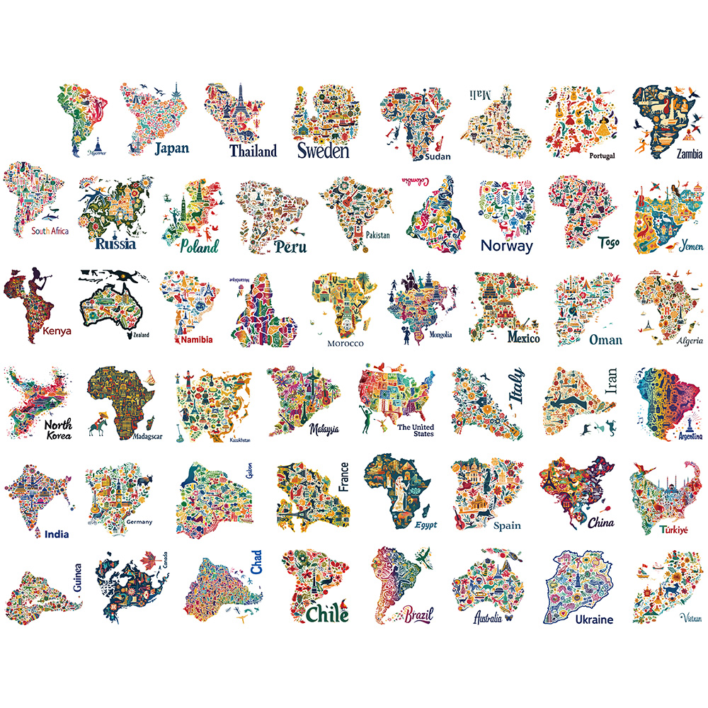 [Large Sticker]50pcs Countries Map Travel Graffiti Stickers for Phone ...