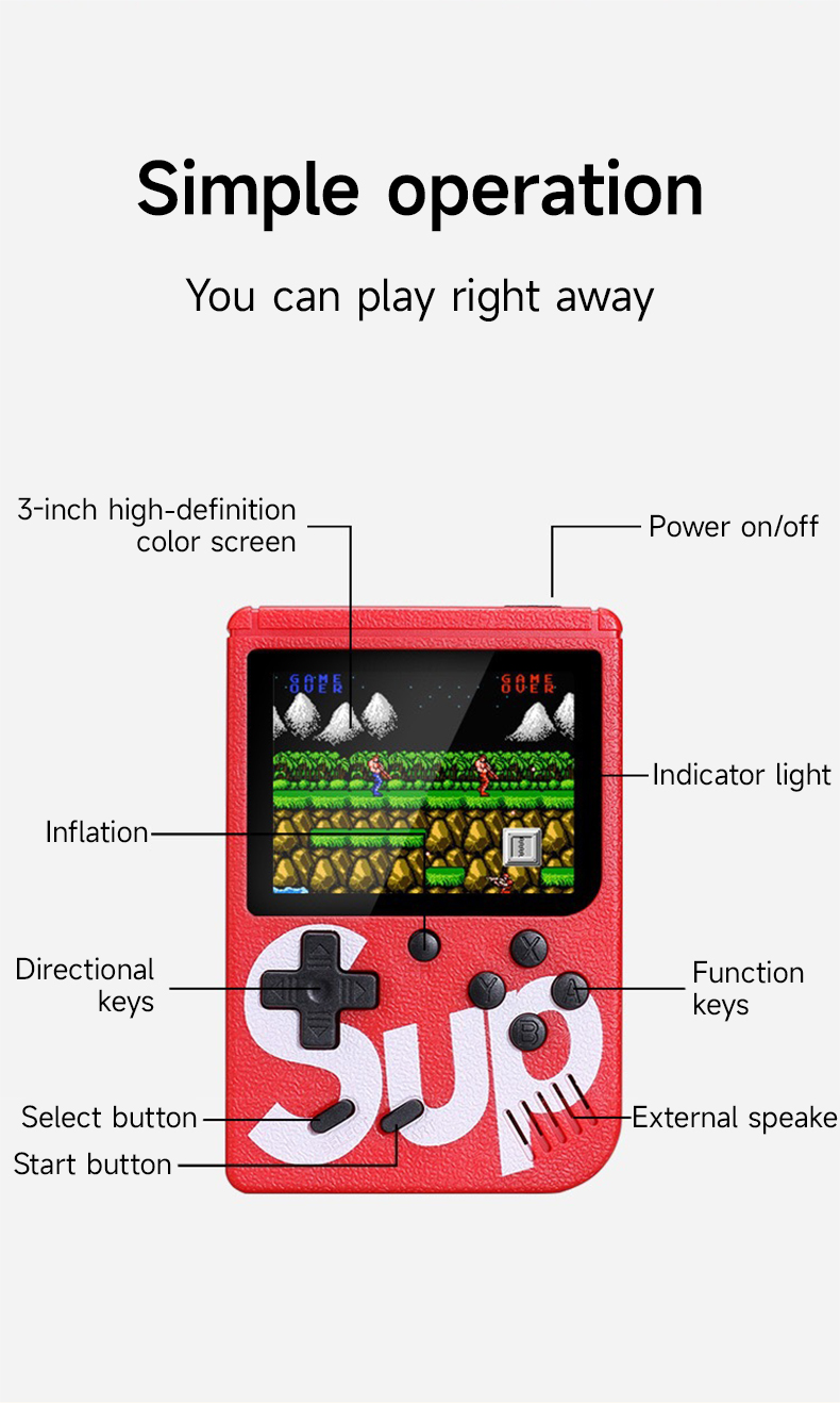 Qeeboo 400 In 1 Gameboy Portable 3 Inch Retro Mini Pocket Game Machine ...
