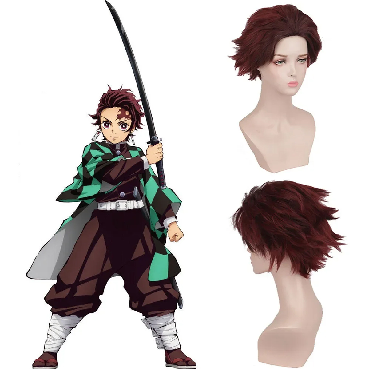 Anime Demon Slayer Tanjirou Kamado Cosplay Custume Kimetsu No Yaiba ...