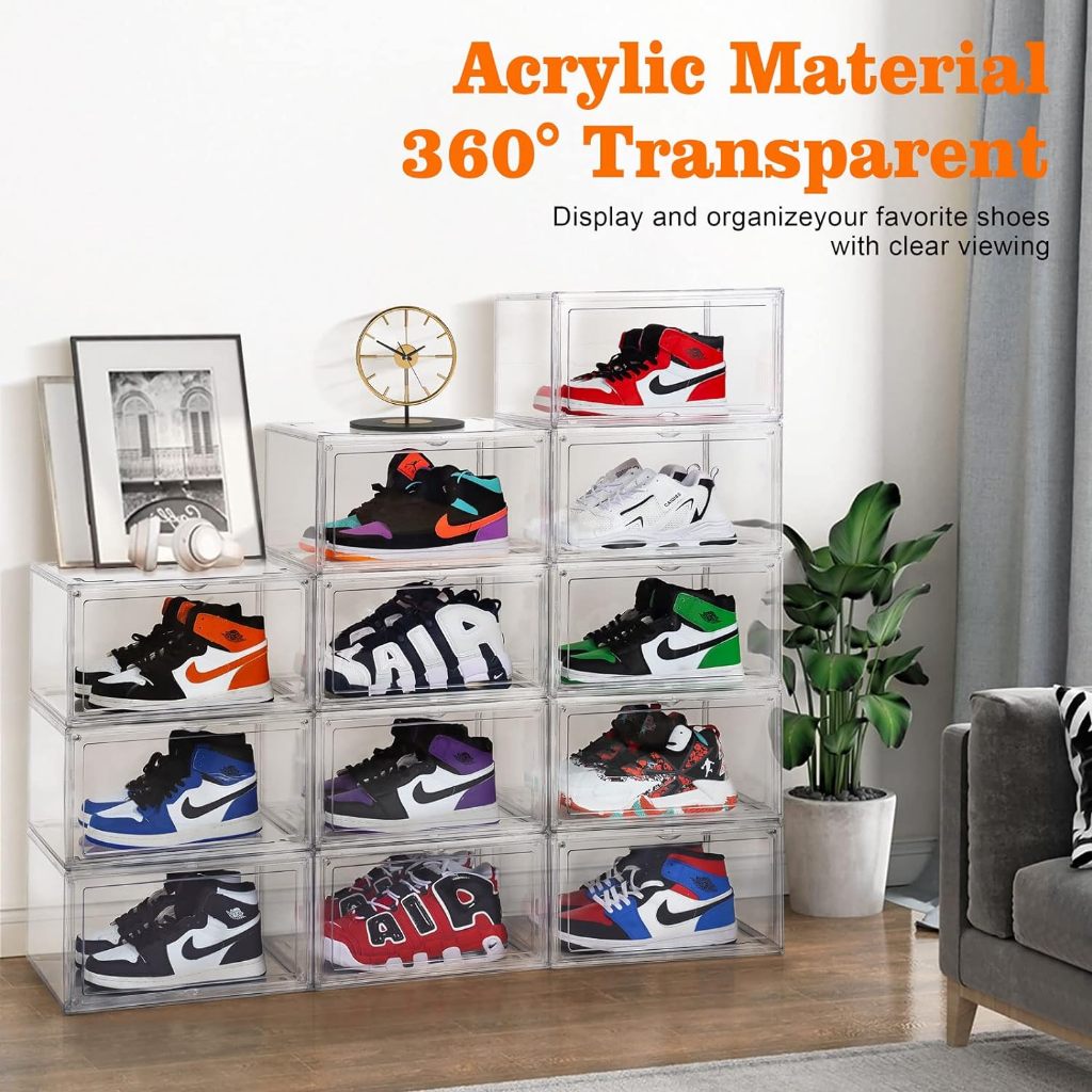Clear Acrylic Shoe Rack: Transparent Storage Cabinet for Sneakers and ...