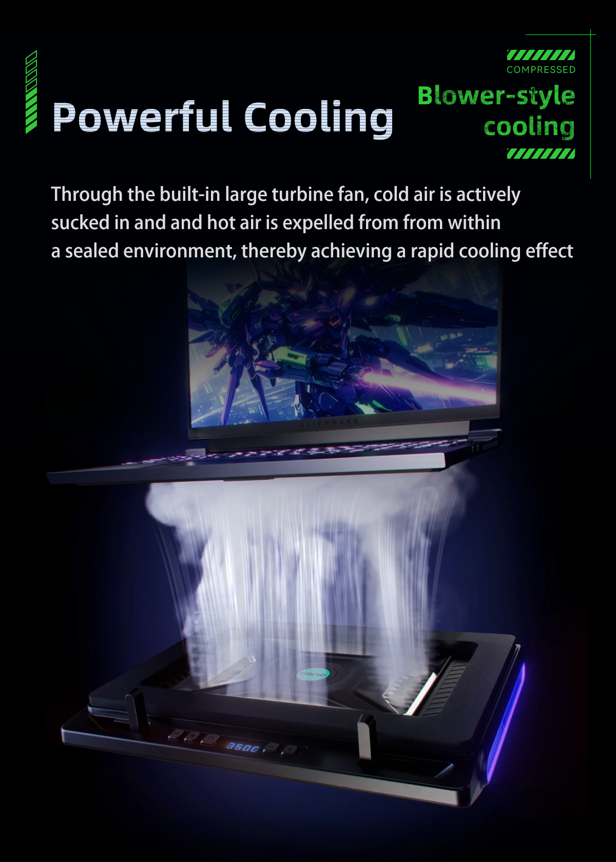 Llano V10 Laptop Cooler RGB Laptop Cooling Pad Stand with Powerful 4.72 ...