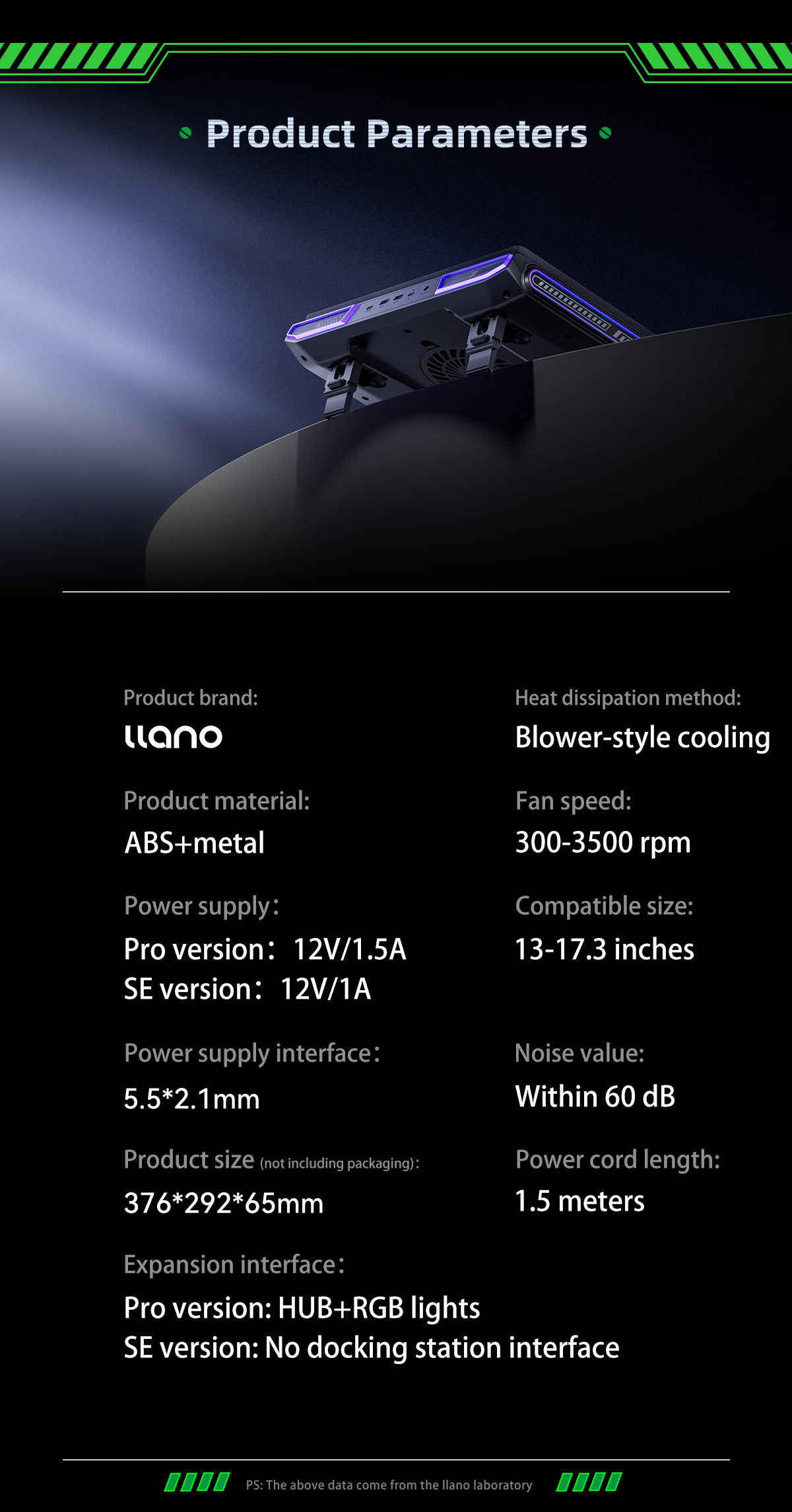 Llano V10 Laptop Cooler RGB Laptop Cooling Pad Stand with Powerful 4.72 ...