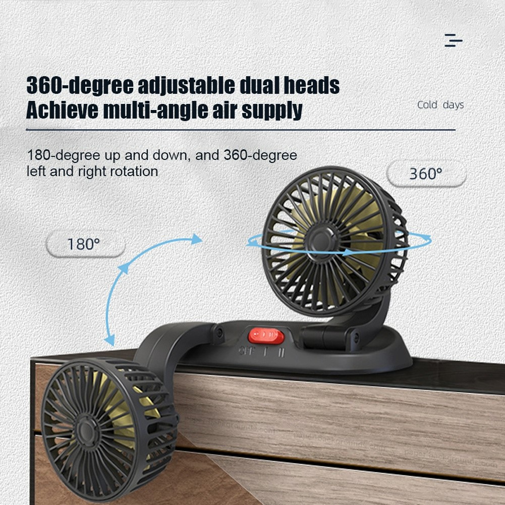 SPRINTF 5V 12V 24V USB Car Electric Fan Double Headed Truck Cooling Air ...