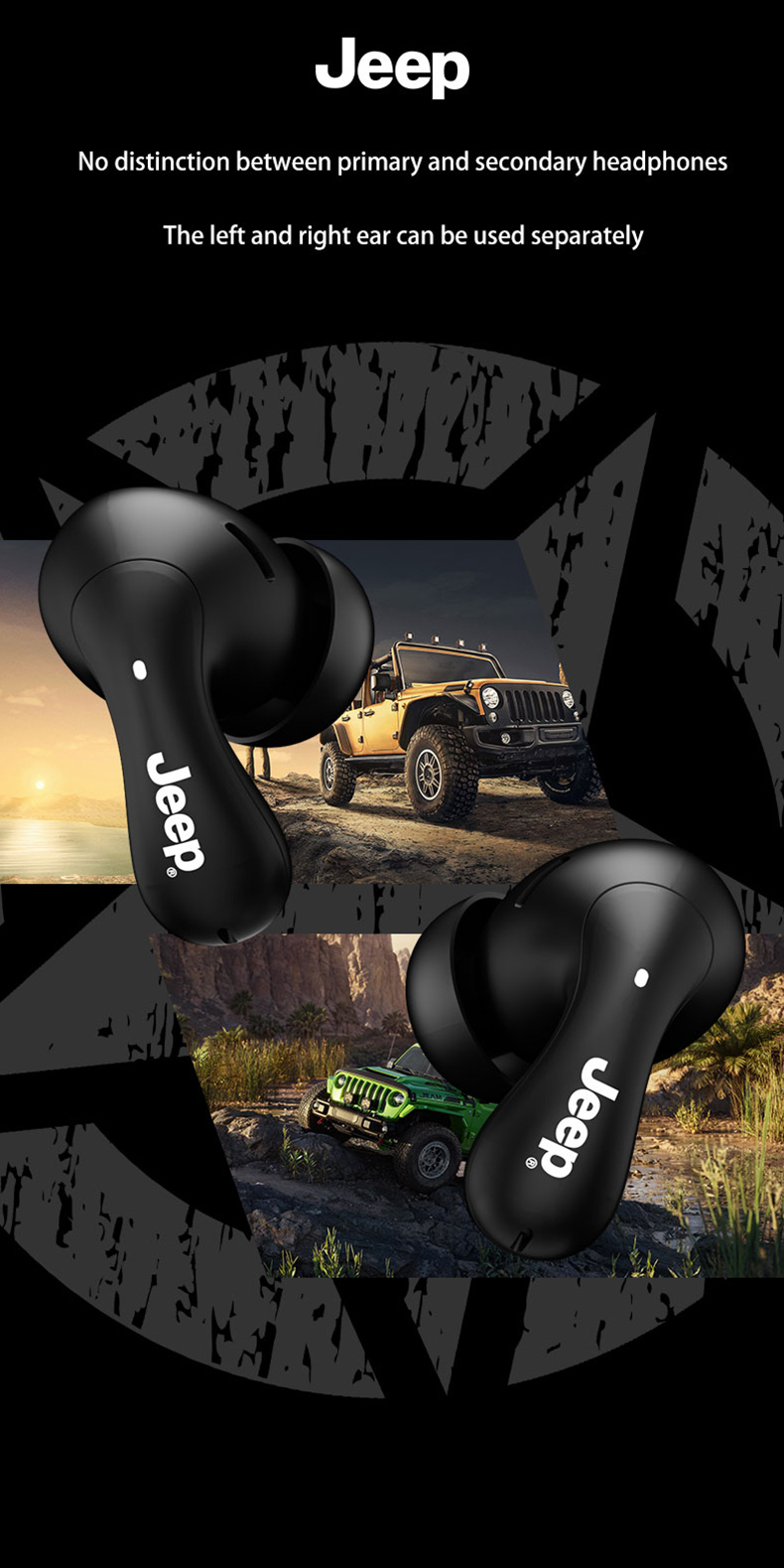 Jeep EW121 TWS Bluetooth 5.4 Earphones Noise Reduction Wireless Earbuds ...