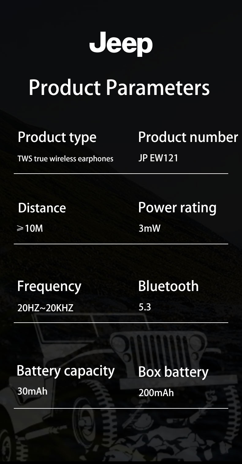 Jeep EW121 TWS Bluetooth 5.4 Earphones Noise Reduction Wireless Earbuds ...