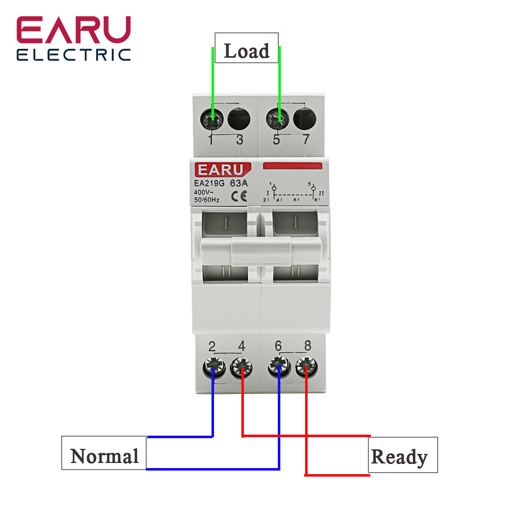 1P 2P 3P 4P 40A 63A MTS Dual Power Manual Transfer Interlock Circuit Breaker Din Rail Isolating ...