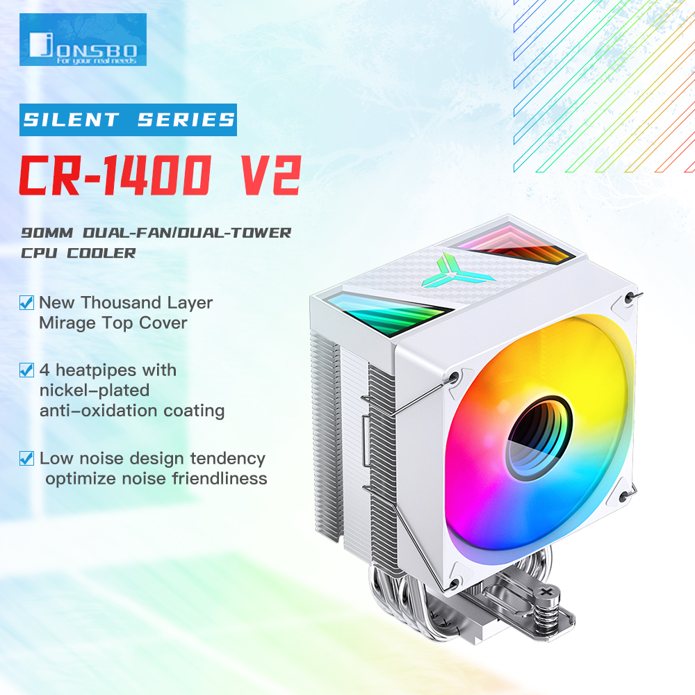 Jonsbo CR1400 V2 ARGB CPU Air Cooler White Black Color 4 Heat Pipes ...