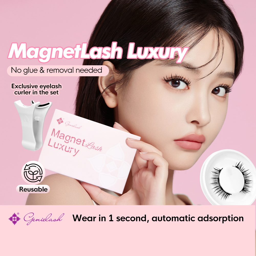 Genielash Magnetic Eyelash (With Lash clip) 1 Pairs 3D False Eyelashes 4Piece Magnetic Eyelashes ...