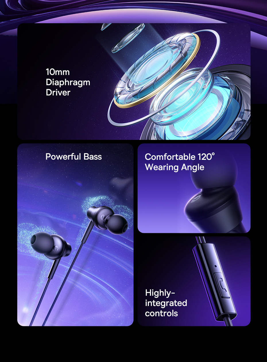 Baseus Encok HZ11/CZ11 lateral in-ear Wired Earphones Headset | Shopee ...