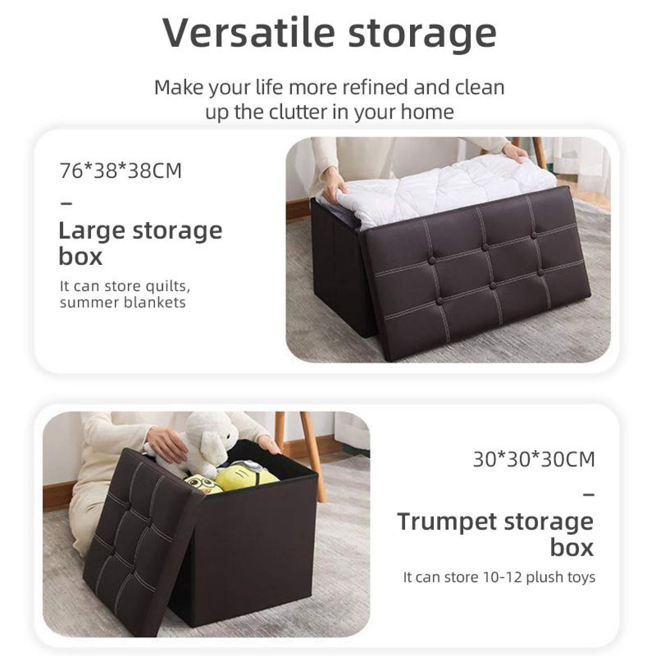 Ottoman Storage Box Stool Rectangular Storage Stool Sofa Folding ...