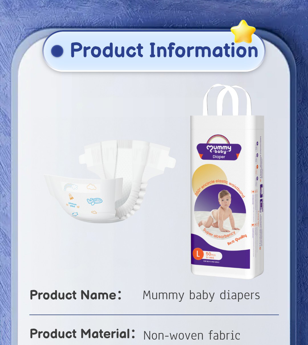 MUMMY BAYBY Pull-up Pants Baby Diapers Disposable Tape 50pcs S-M-L-XL ...