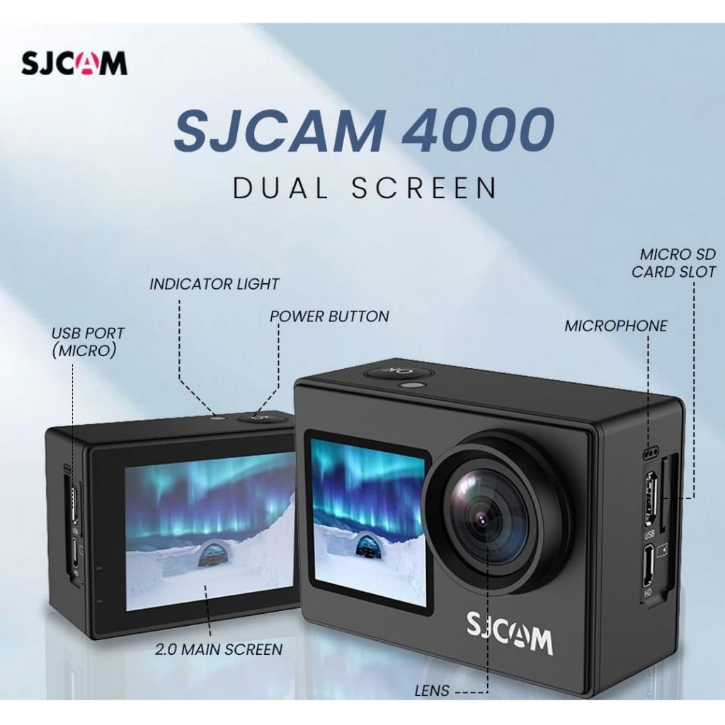 SJCAM SJ4000 Dual Screen 4K Ultra HD 16MP Action Camera WiFi Digital Camera Vlog Camera ...