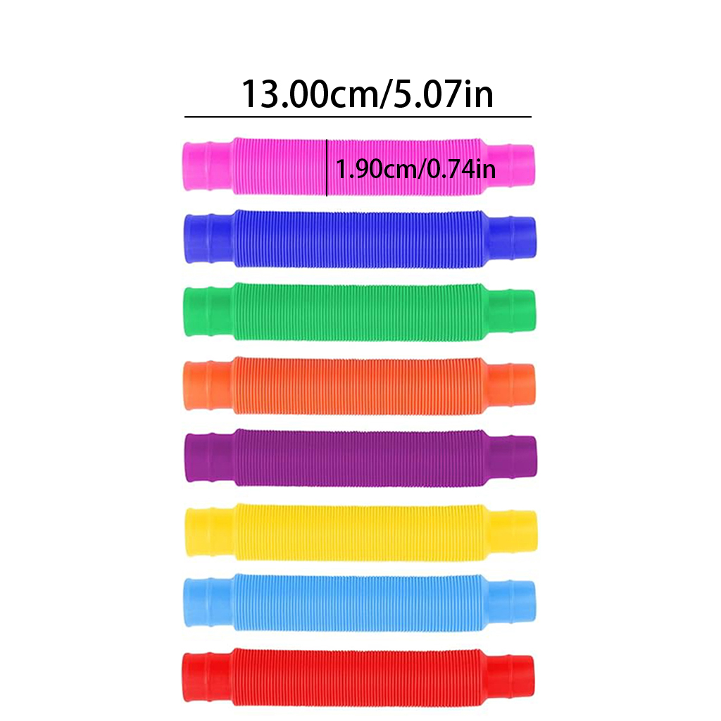 8Pcs Colorful Pop Tube Rainbow Fidget Telescopic Tube Stress Relief ...