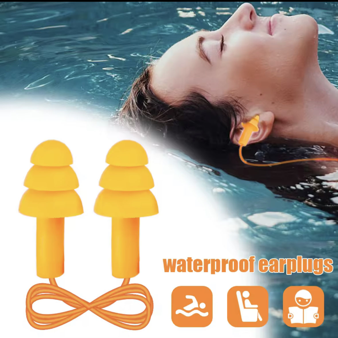 Swimming Earplugs Waterproof Professional Nose Clip Set Children Adult Universal with Rope Anti ...