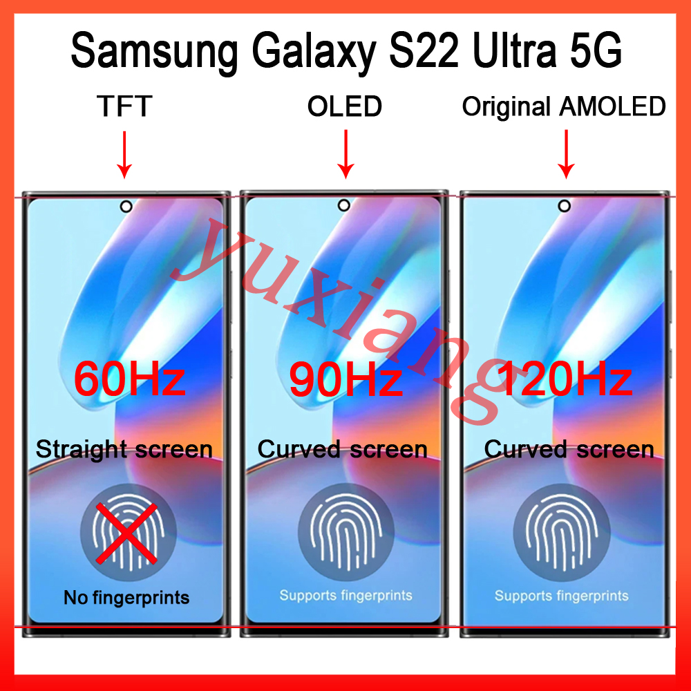 Ori AMOLED OLED TFT For Samsung Galaxy S22 Ultra 5G LCD Display Touch Screen With Frame ...