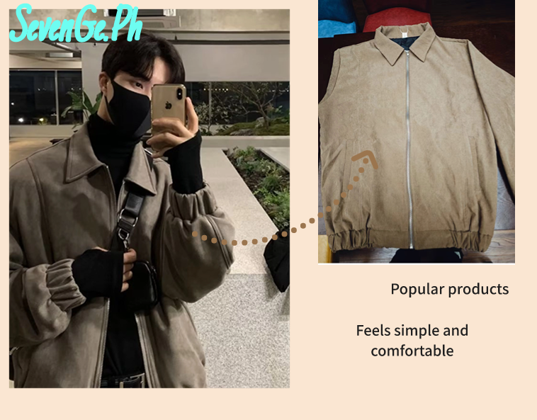 Real Photography Suede Korean Jacket For Men Handsome High Street ...