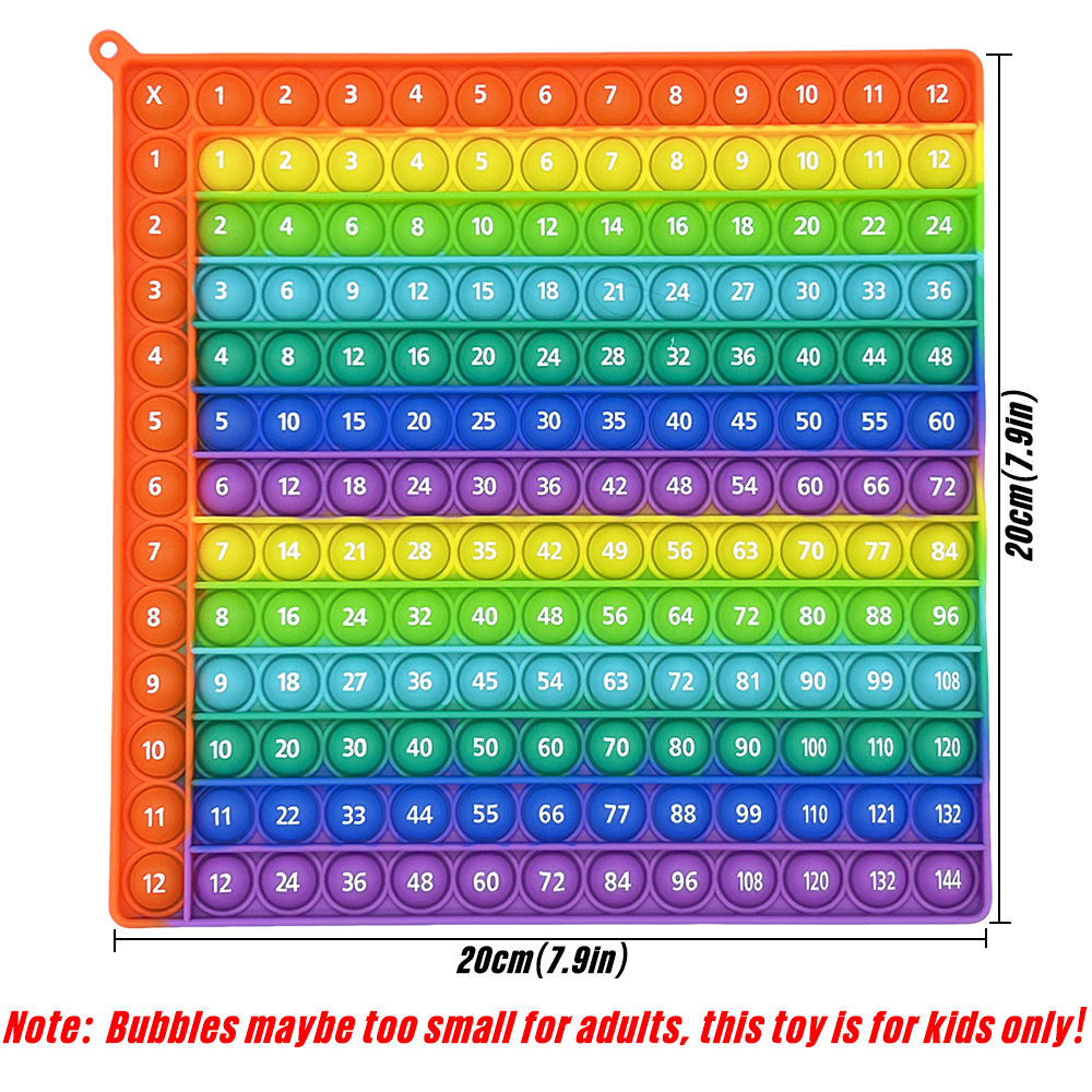 7.9in(20cm) 12x12 Multiplication Pr actice Quick Push Pop Games, Sil ...
