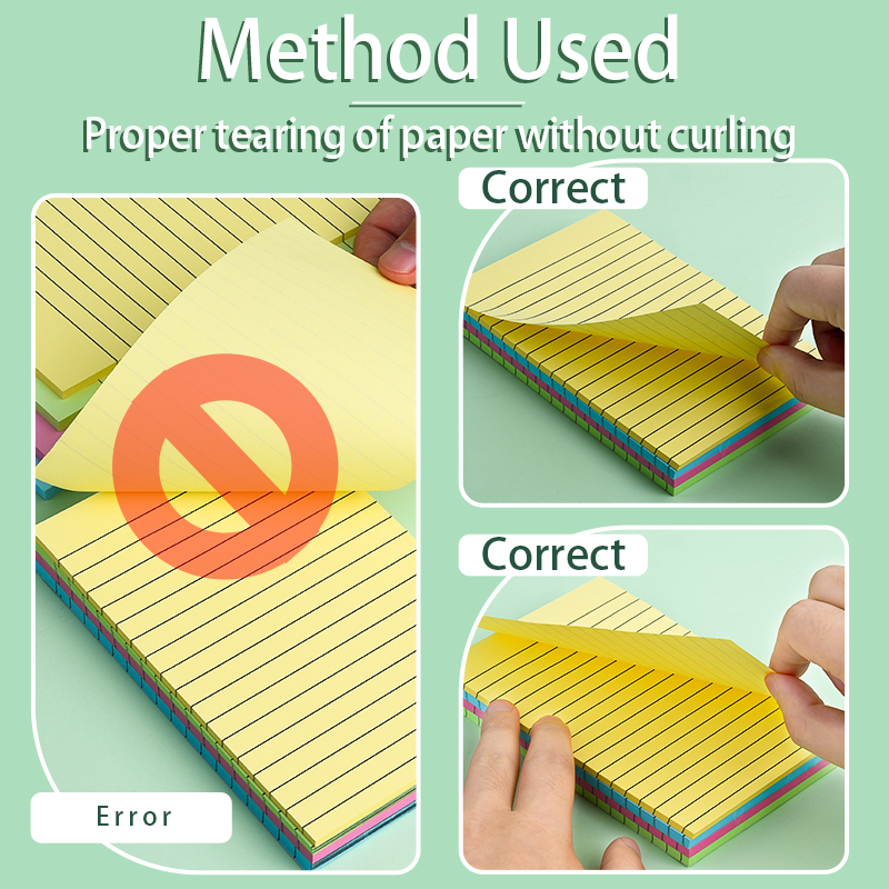 600 Sheets Long Line Sticky Note Paper 100*150mm Multicolor Note Paper ...
