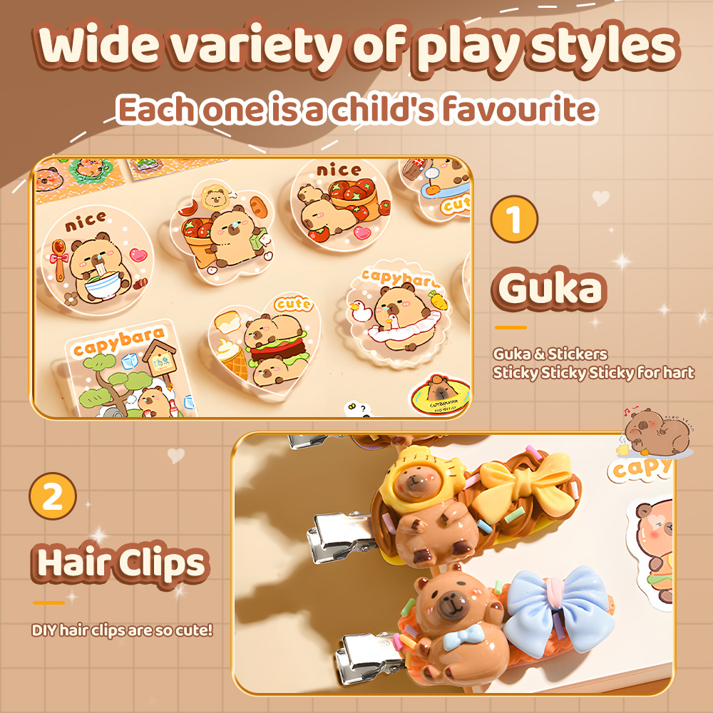 Kiumo Capybara Guka Set Cream Glue Guka Sticker Set Handmade Large Gift ...