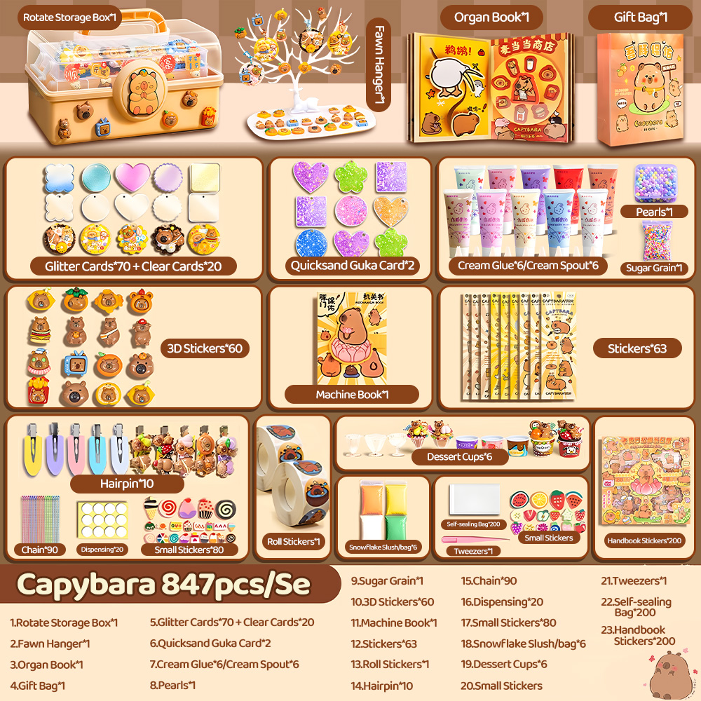 Kiumo Capybara Guka Set Cream Glue Guka Sticker Set Handmade Large Gift ...