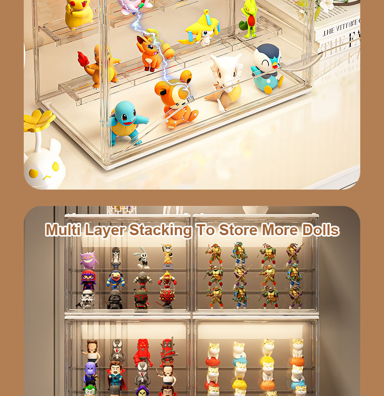 Popmart Transparent Toy Storage Box Acrylic Display Case Boxes Magnetic ...