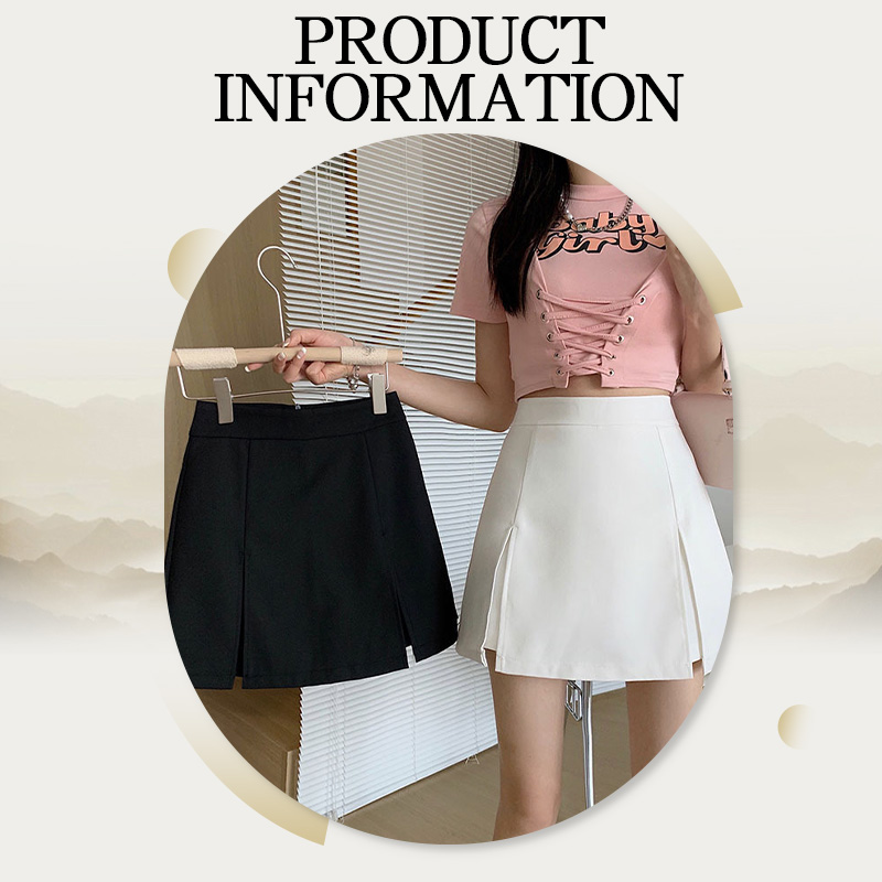Korean Black White Women's Slit Skort Fashion Joker Split High Waist ...