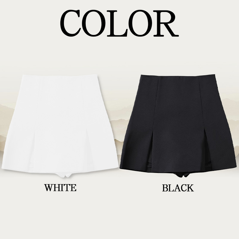 Korean Black White Women's Slit Skort Fashion Joker Split High Waist ...