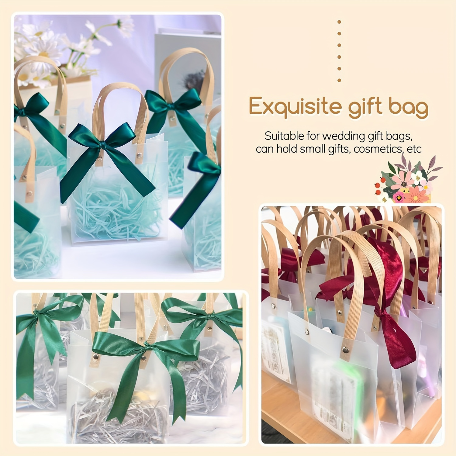 Clear Gift Bags with Handles - Plastic Frosted Bags - Waterproof ...