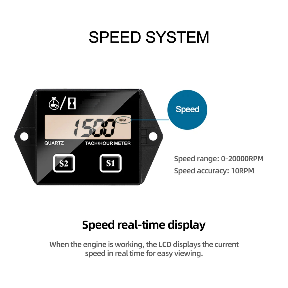 Digital Engine Tachometer Waterproof Tachometer Engine Speed Lcd ...