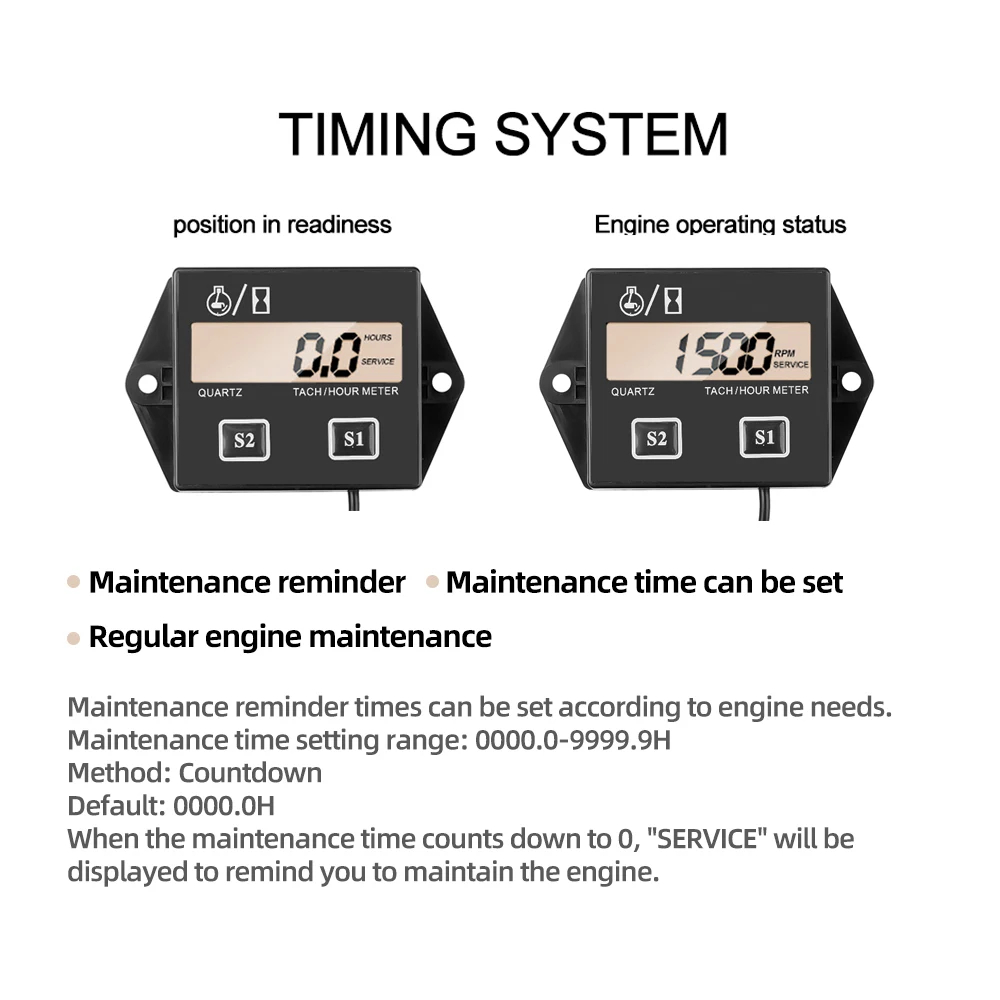 Digital Engine Tachometer Waterproof Tachometer Engine Speed Lcd ...