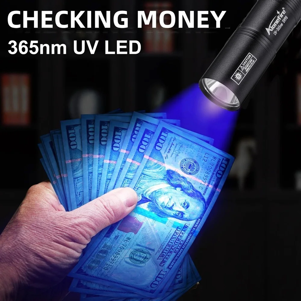 Alonefire SV98 365nm UV Flashlight USB Rechargeable Mini Palm Ultraviolet Nail Lamp Torch Pets ...